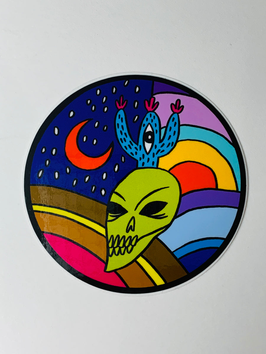 Skull/Cactus/Moon Sticker – Pinecone+Chickadee