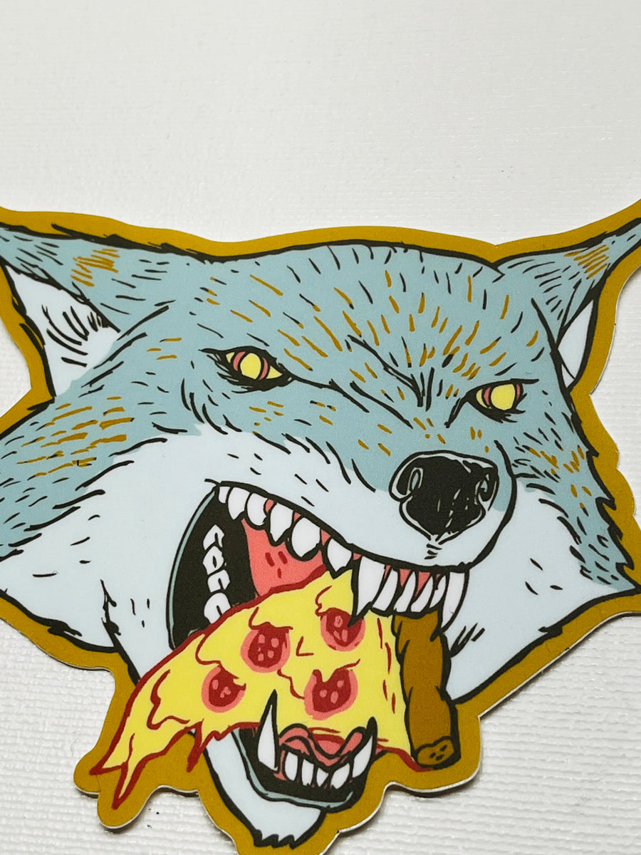 Large Pizza Wolf Sticker – Pinecone+Chickadee